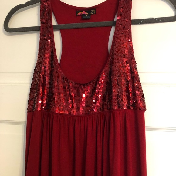 Forever 21 | Dresses | Forever 2 Red Sequin Racerback Dress Size Sm ...